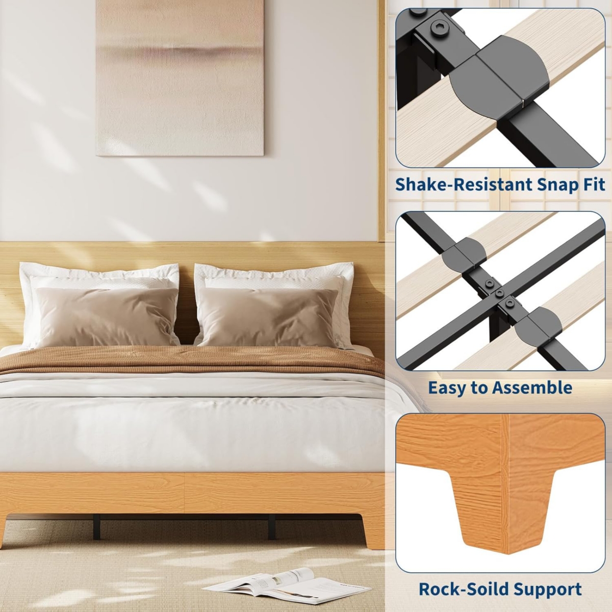 Click here for gaomon Queen Wood Platform Bed Frame Slat Support... prices