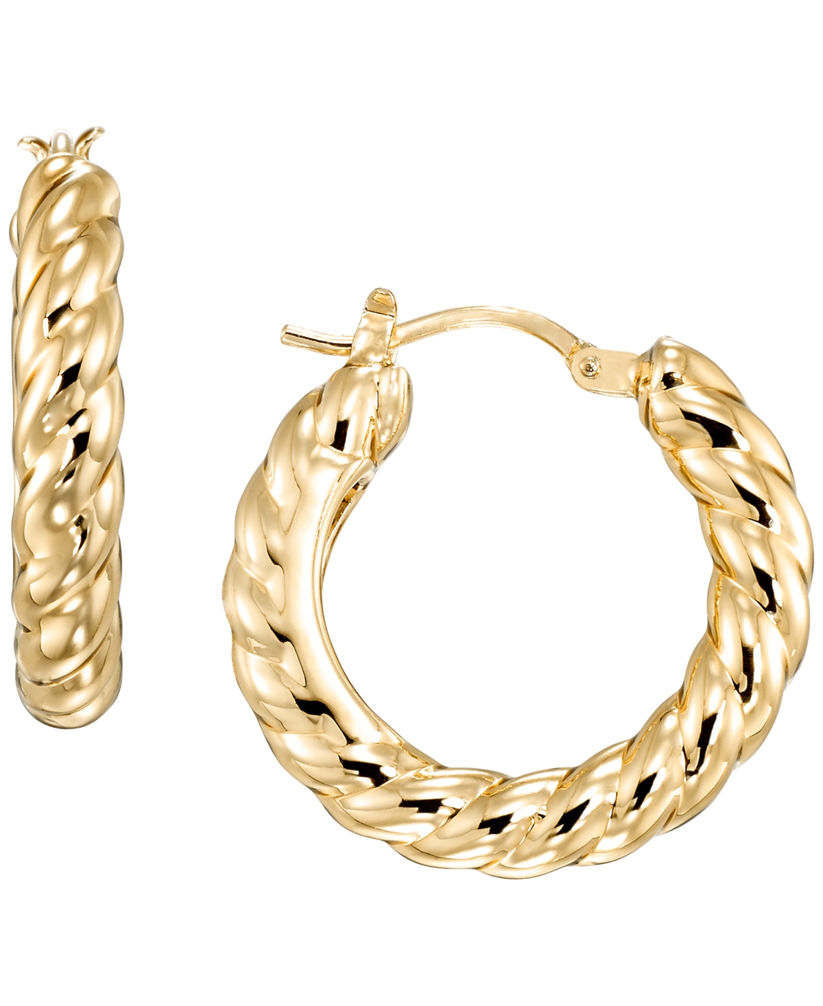 Click here for Italian Gold Twist Hoop Earrings in 10k Yellow Gol... prices