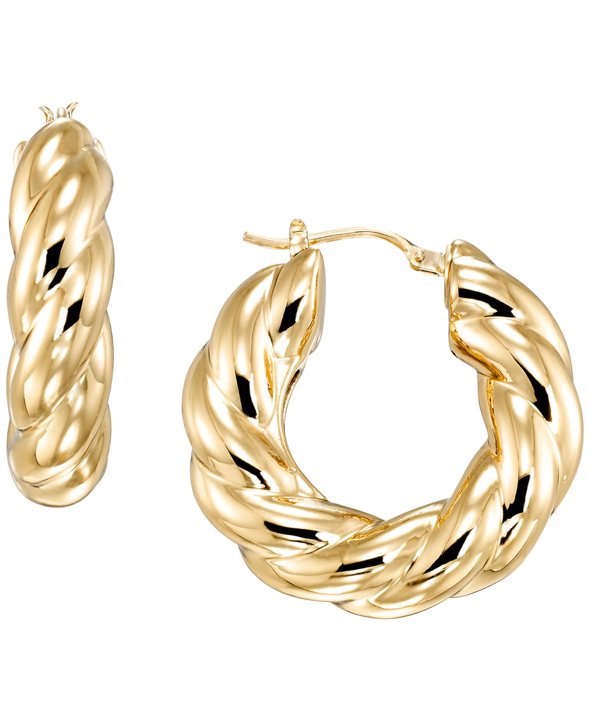 Click here for Italian Gold Bold Twist Hoop Earrings in 10k Yello... prices