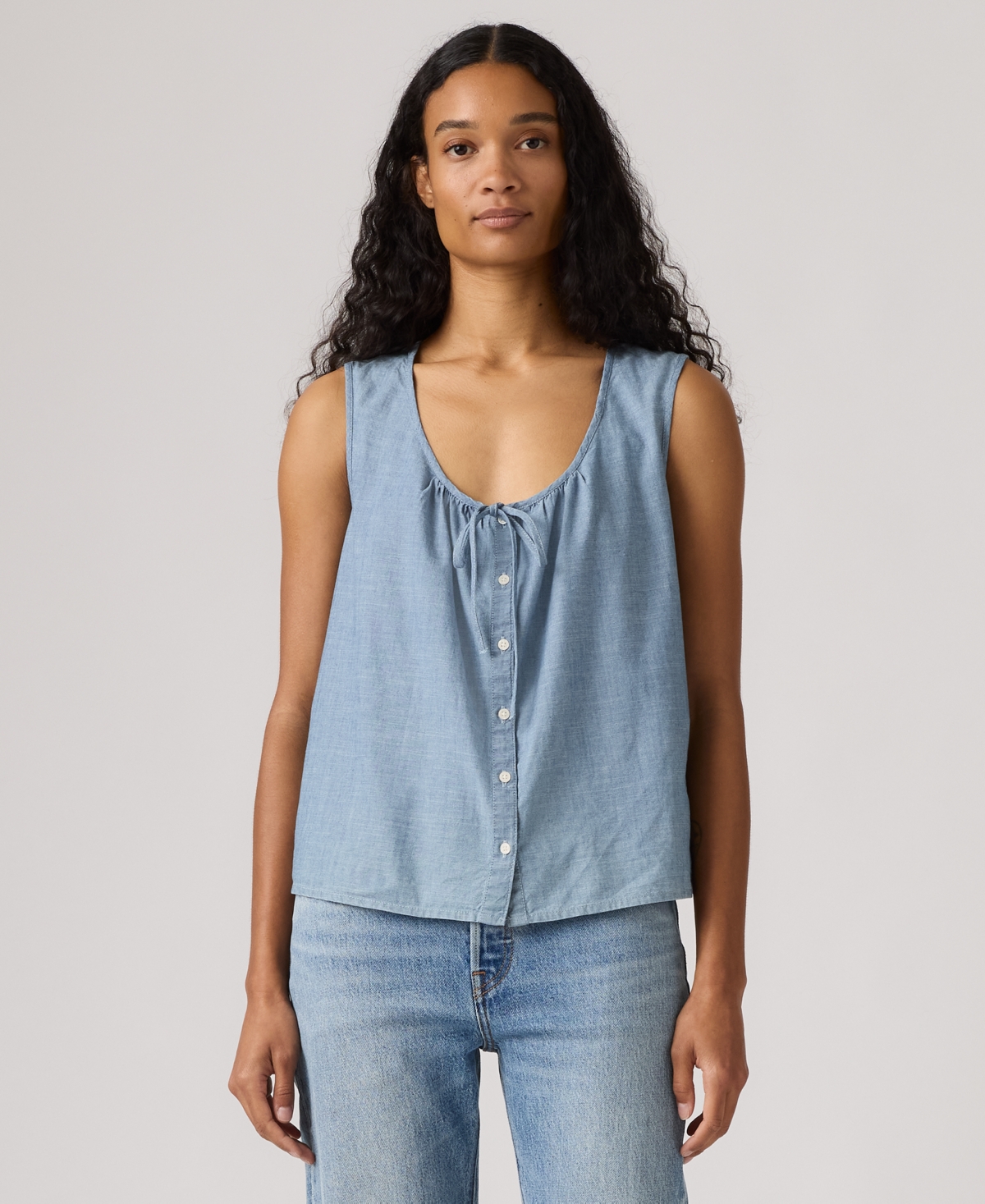 Click here for Levis Womens Luella Sleeveless Tie-Neck Blouse - B... prices