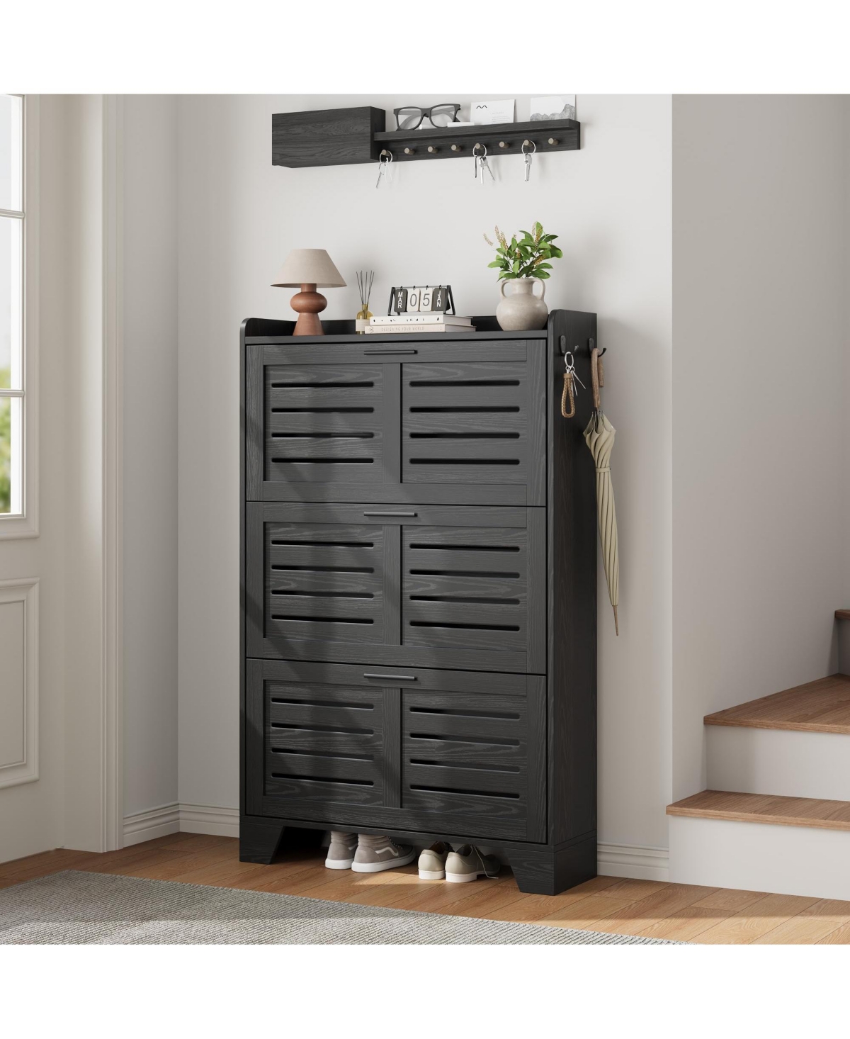 Click here for homfan Slim Shoe Cabinet with 2 Flip Drawers and S... prices