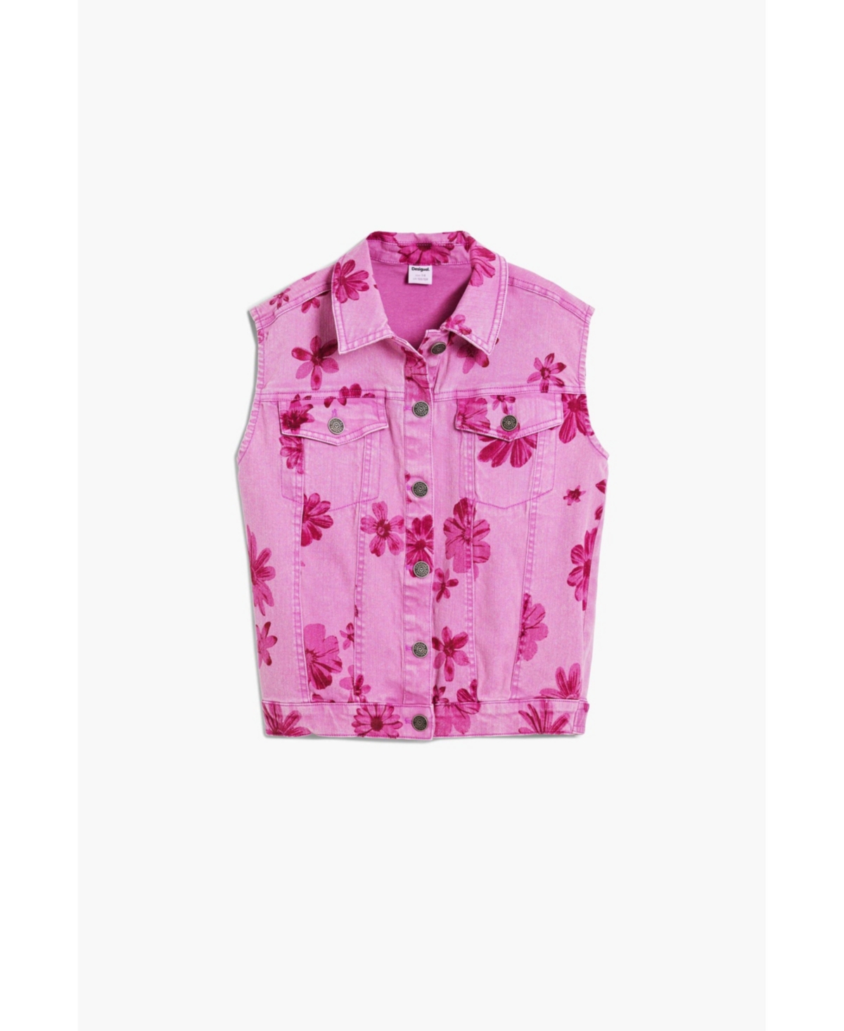Click here for Desigual Girls Girlss Denim vest flowers - Dark pi... prices