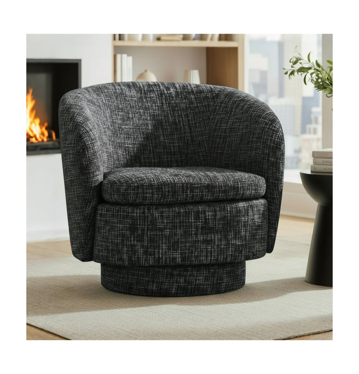 Click here for Maison Boucle 30.5 Modern Swivel Barrel Accent Cha... prices