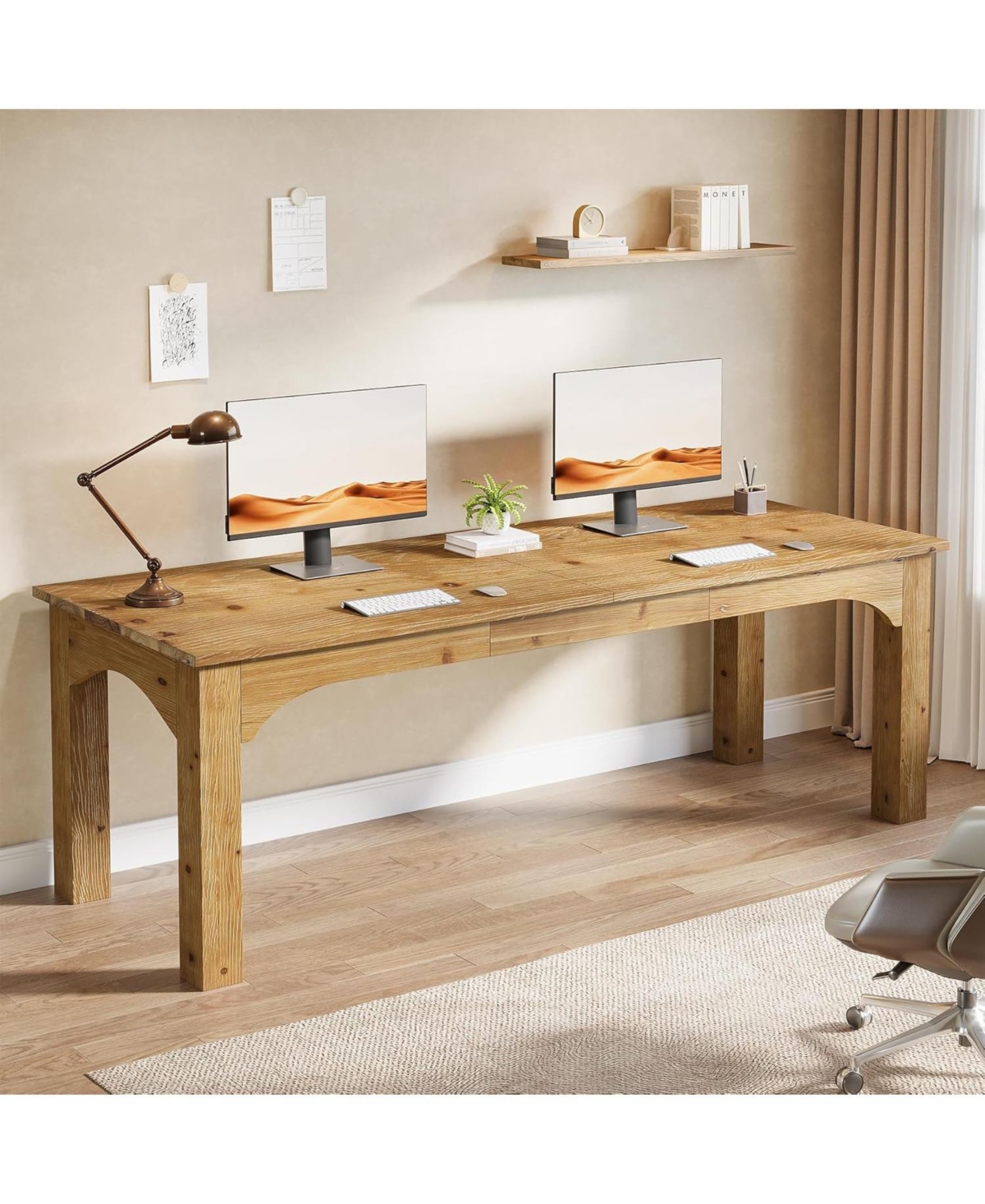 Click here for Tribesigns Solid Wood 2-Person Desk  79-Inch Extra... prices