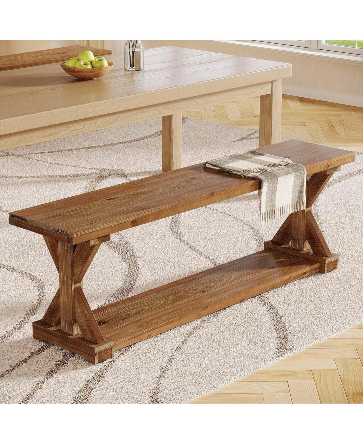 Click here for Tribesigns Solid Wood Dining Bench  Rustic Farmhou... prices