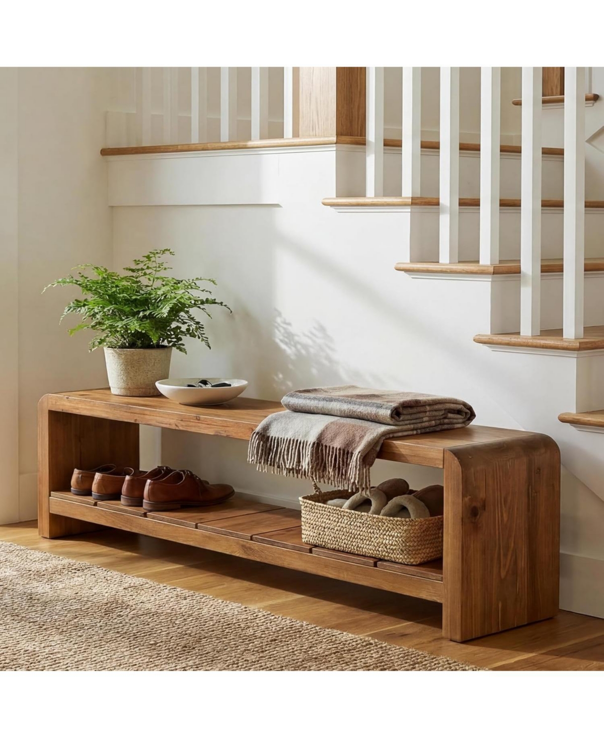 Click here for Tribesigns Solid Wood Entryway Bench with Shoe Sto... prices