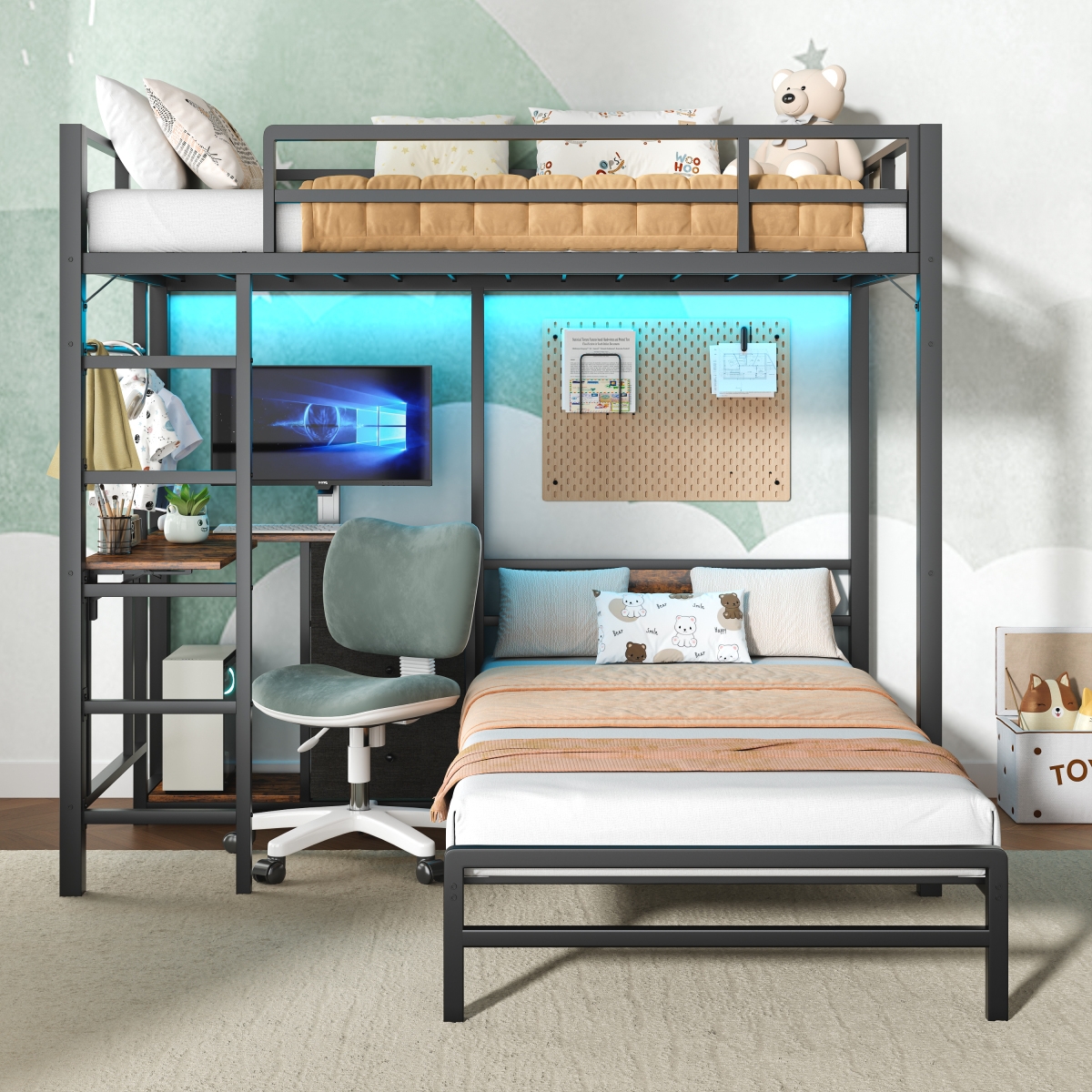 Click here for Streamdale Furniture Metal Bunk Bed w/Table  Drawe... prices