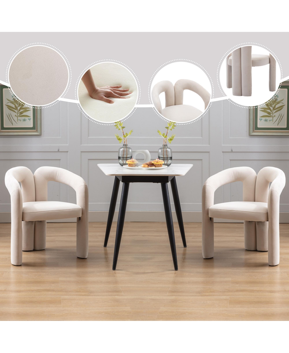 Click here for Rainsken Velvet Fabric Upholstered Accent Chair Se... prices