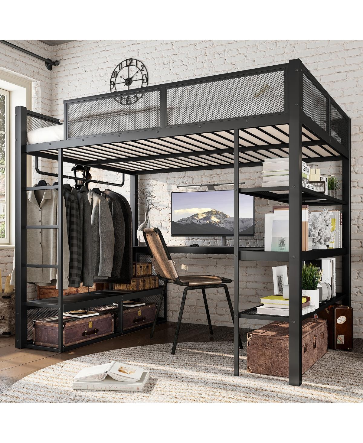 Click here for Streamdale Furniture Metal Queen Loft Bed w/ Stora... prices