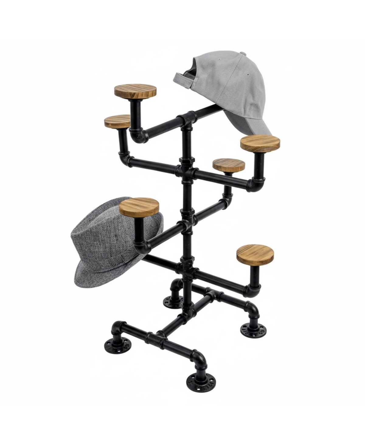 Click here for Yigii Hat Display Stand 8 Rustic Burnt Wood Hooks... prices