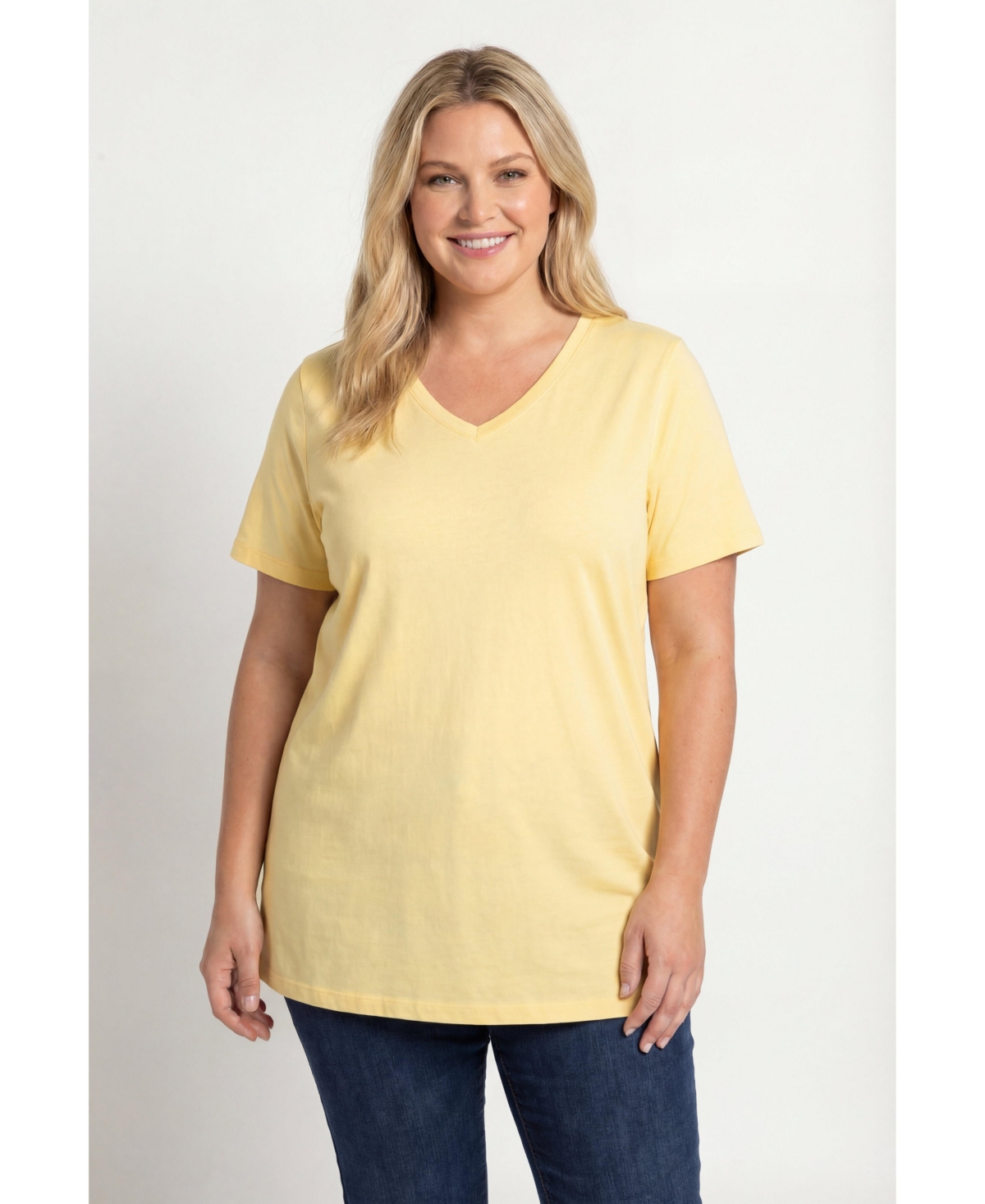 Click here for Woman Within Plus Size Perfect Short-Sleeve V-Neck... prices