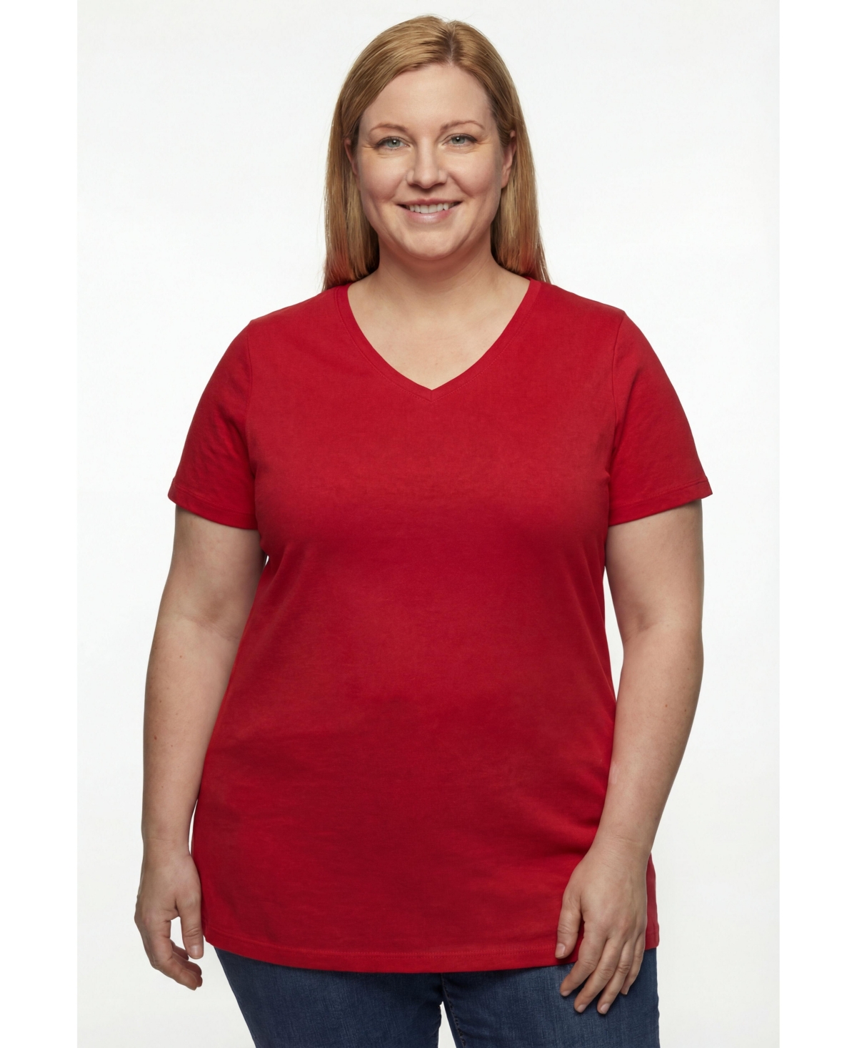 Click here for Woman Within Plus Size Perfect Short-Sleeve V-Neck... prices