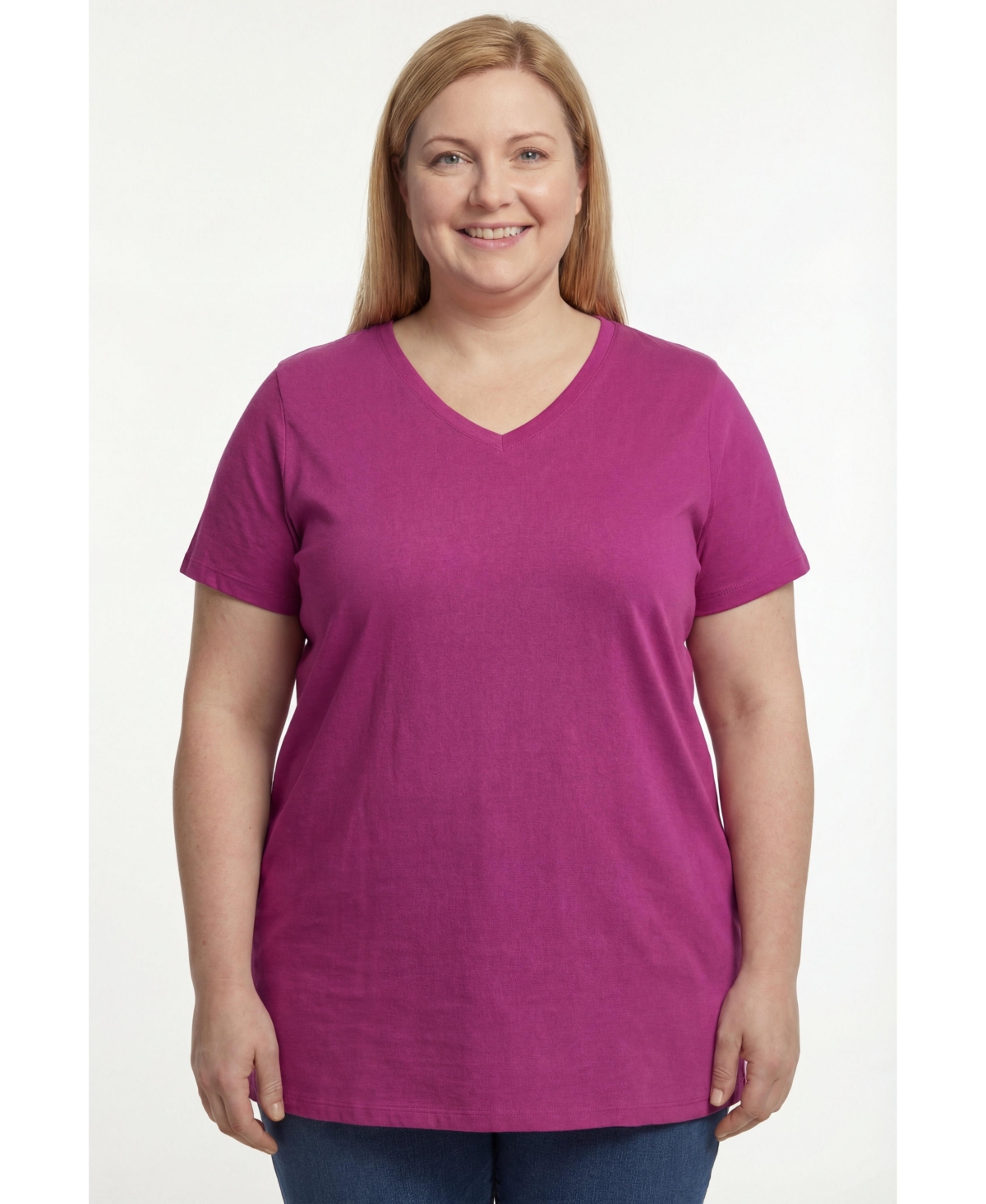 Click here for Woman Within Plus Size Perfect Short-Sleeve V-Neck... prices