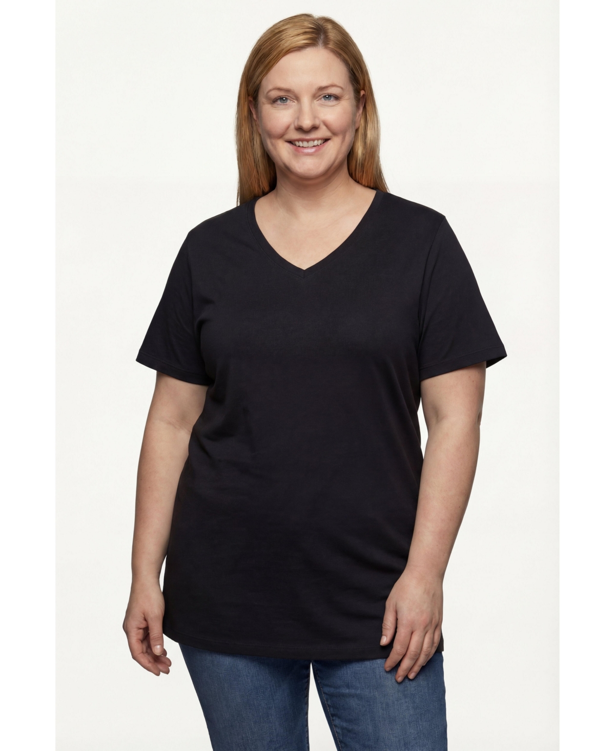 Click here for Woman Within Plus Size Perfect Short-Sleeve V-Neck... prices