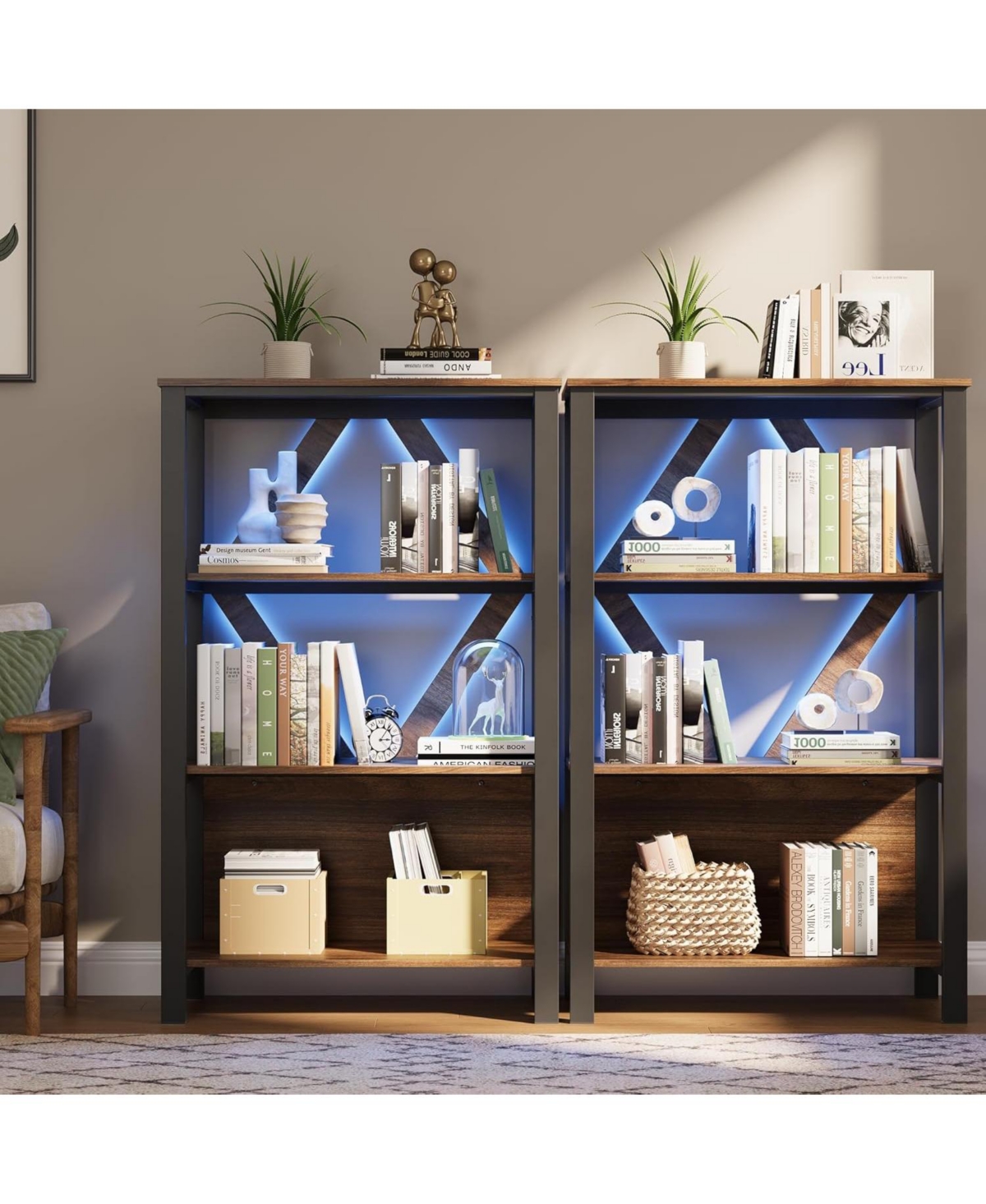 Click here for gaomon 4-Tier Industrial Bookshelf with Led Lighti... prices