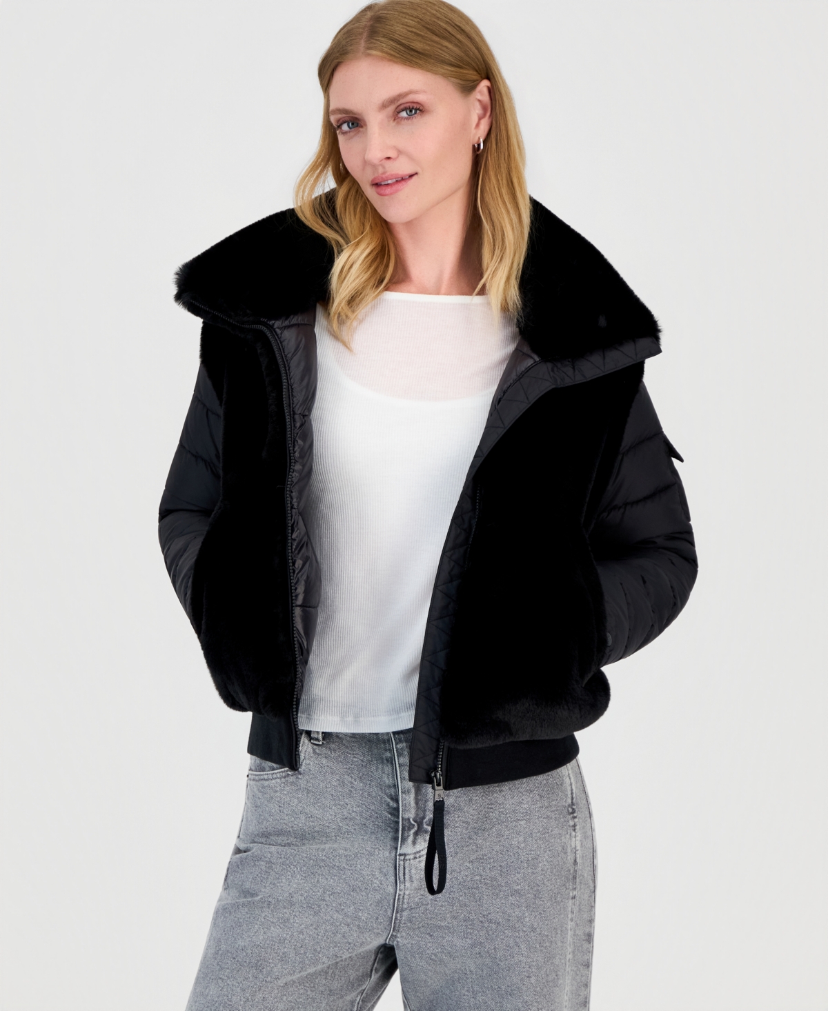 Click here for S13 Womens Carrie Faux-Fur Puffer Mixed-Media Coat... prices