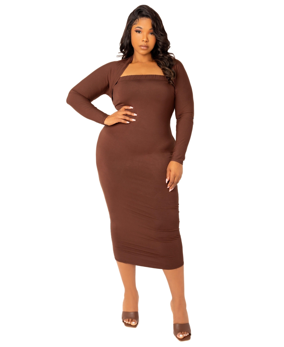 Click here for Buxom Couture Plus Size Modal Tube Dress and Shrug... prices