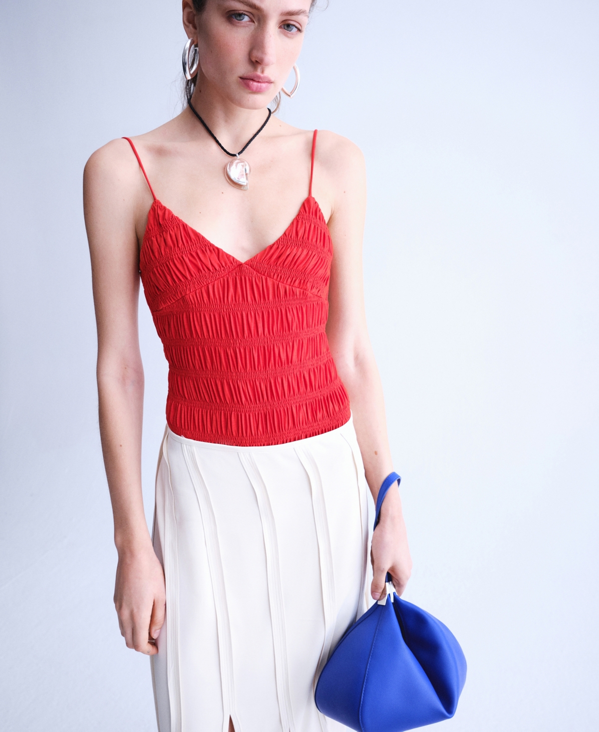 Click here for Selection Mango Womens Ruched Lyocell Bodysuit - R... prices