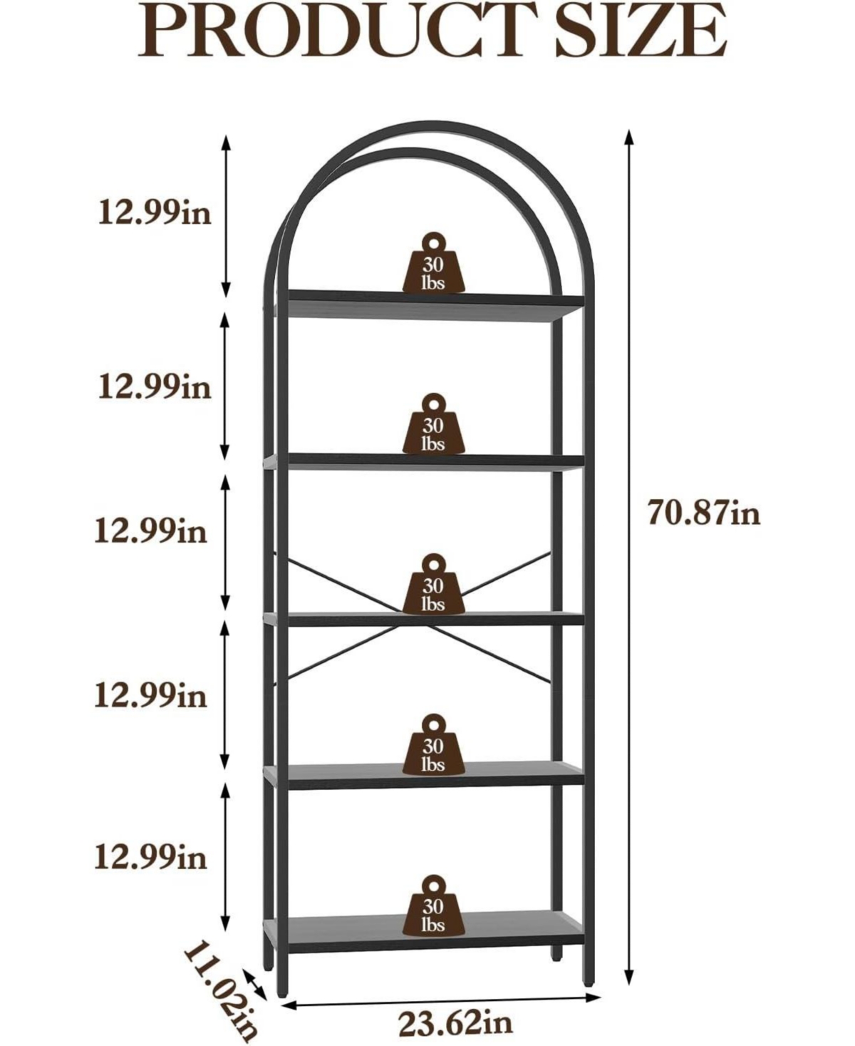 Click here for gaomon 71 Tall Arched Bookshelf  4-Tier Modern Ope... prices