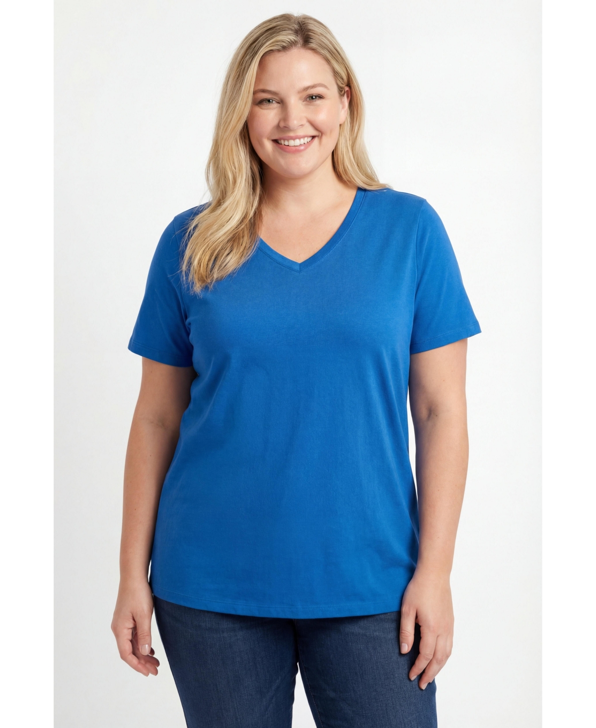 Click here for Woman Within Plus Size Perfect Short-Sleeve V-Neck... prices