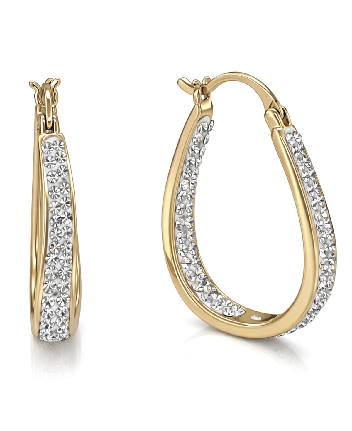 And Now This Crystal In & Out Teardrop Hoop Earrings in Silver Plate  Gold-Plate or Rose Gold Plate - Gold