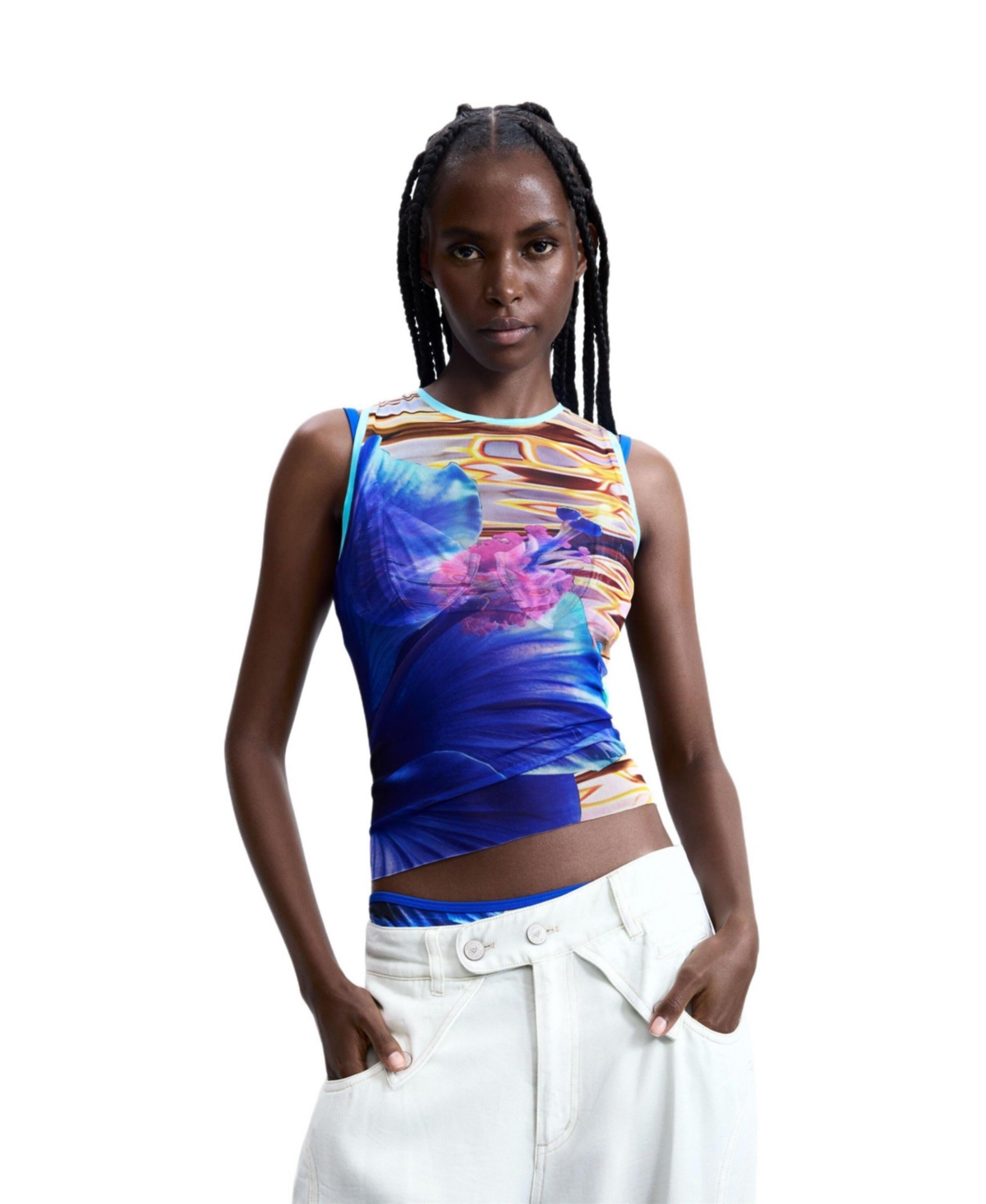 Click here for Desigual Womens Designed T-Shirt - Blue prices
