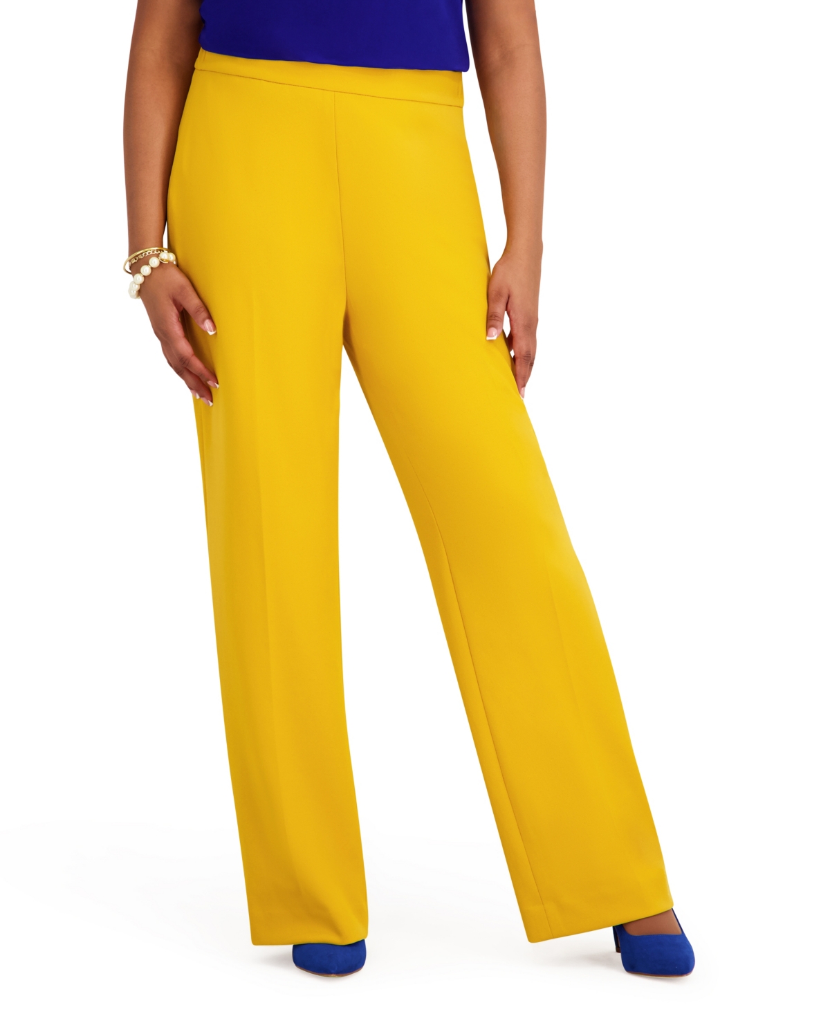 Click here for Kasper Womens Elasticized Back Wide-Leg Pants - Go... prices