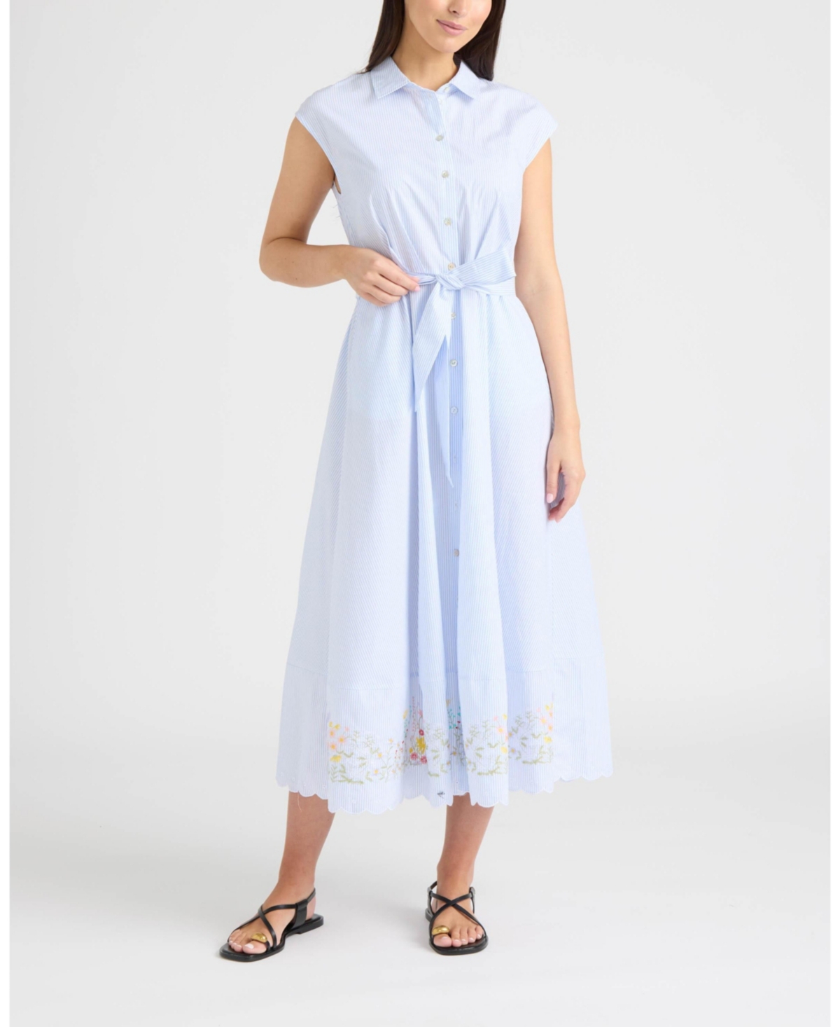 Click here for Ellen Tracy Womens Maxi Belted Dress with Embroide... prices