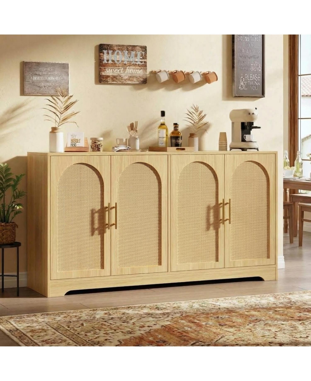Click here for gaomon 59 W Sideboard Buffet Cabinet with 4 Rattan... prices