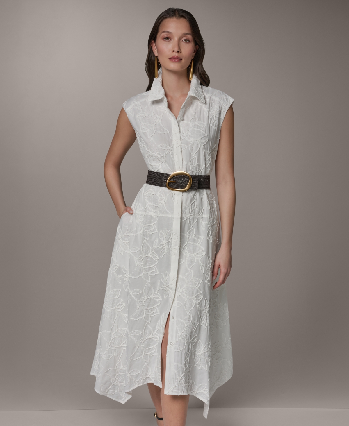 Click here for Donna Karan New York Womens Collared Neck Belted M... prices