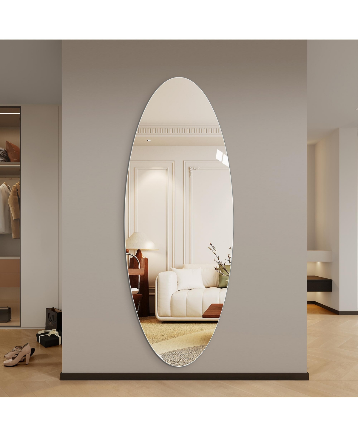 Click here for Busdays 65 x 24 Oval Full Length Wall Mirror with... prices