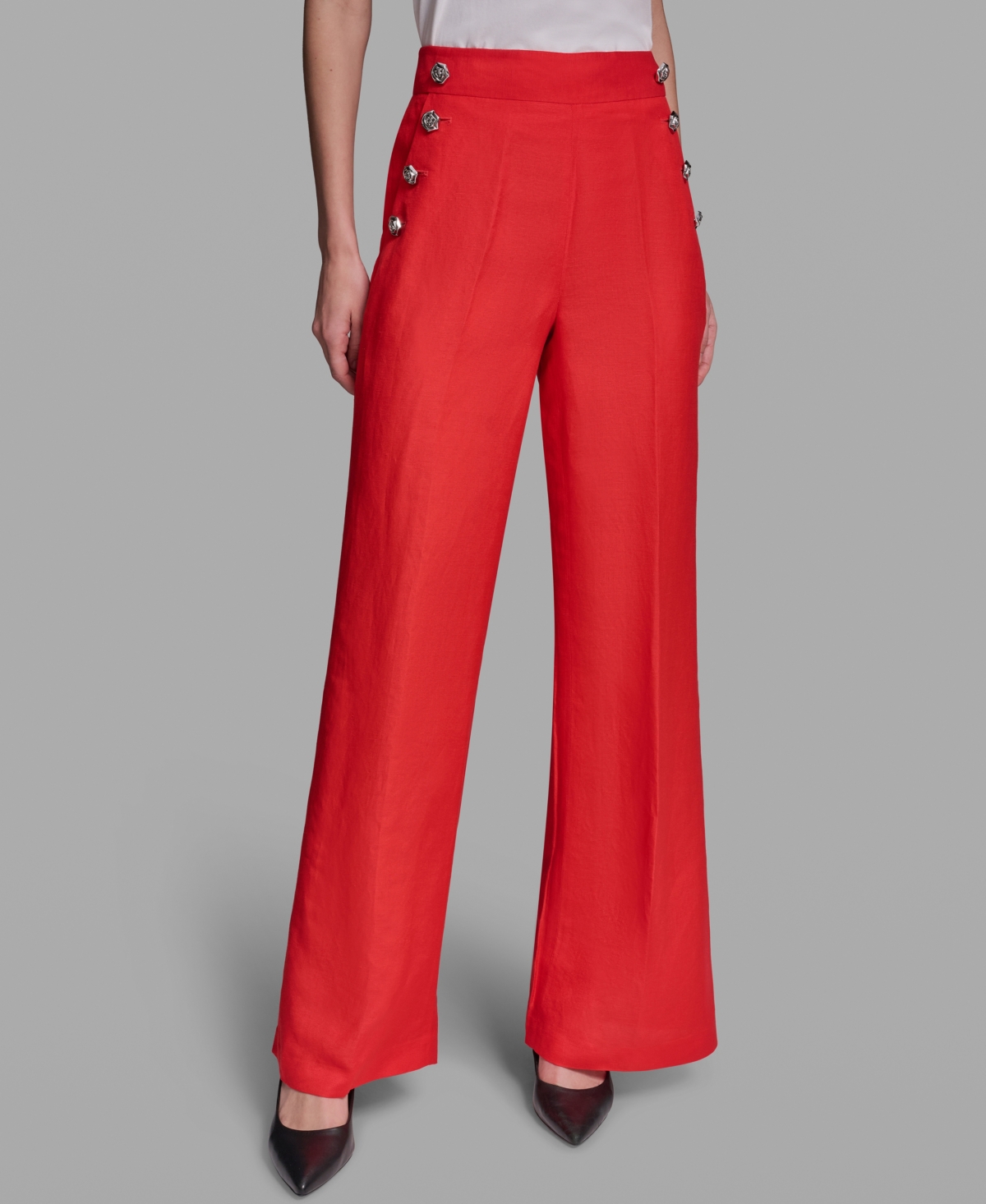Click here for Karl Lagerfeld Paris Womens Linen-Blend Wide-Leg S... prices
