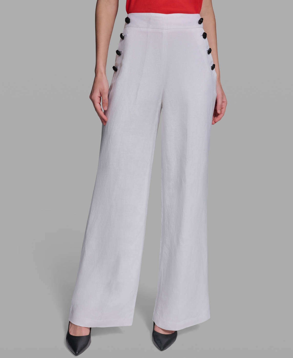 Click here for Karl Lagerfeld Paris Womens Linen-Blend Wide-Leg S... prices