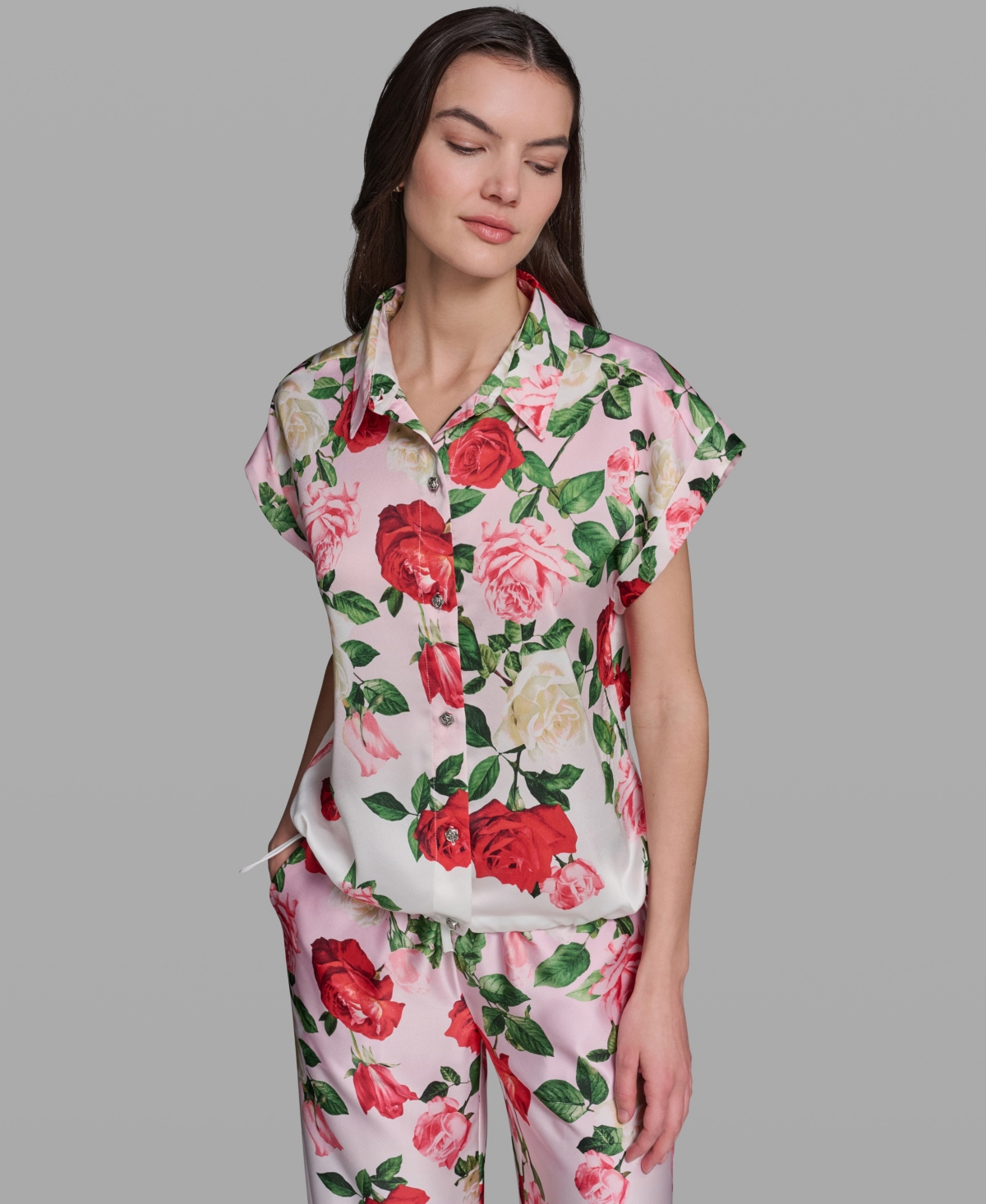 Click here for Karl Lagerfeld Paris Womens Printed Collared Top -... prices