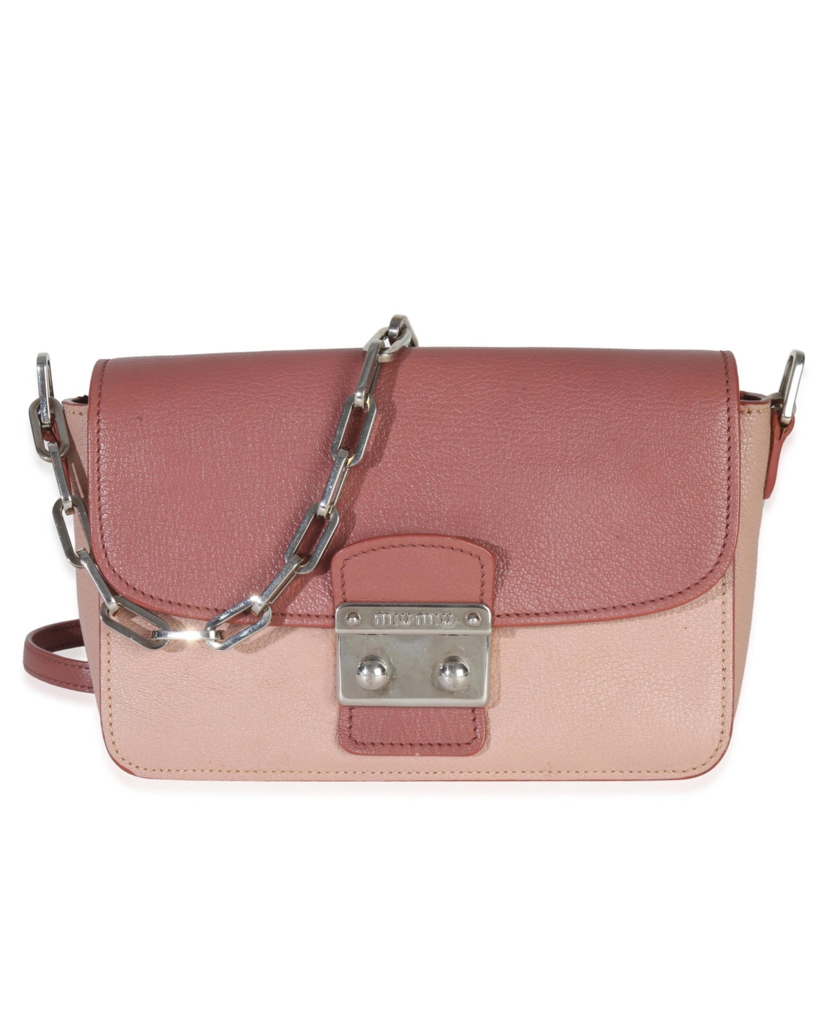 Click here for Pre-Owned Miu Miu Pink Bicolore Goatskin Madras Ch... prices