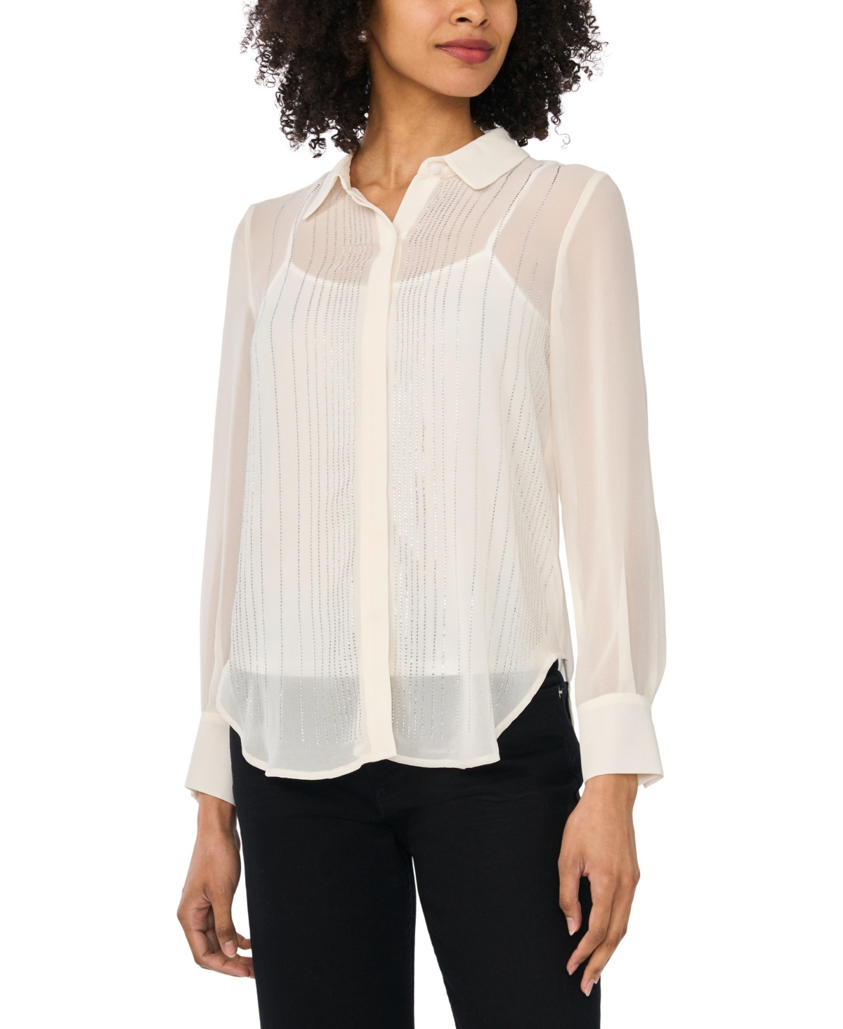 Click here for Vince Camuto Womens Collar Neck Button Front Top -... prices