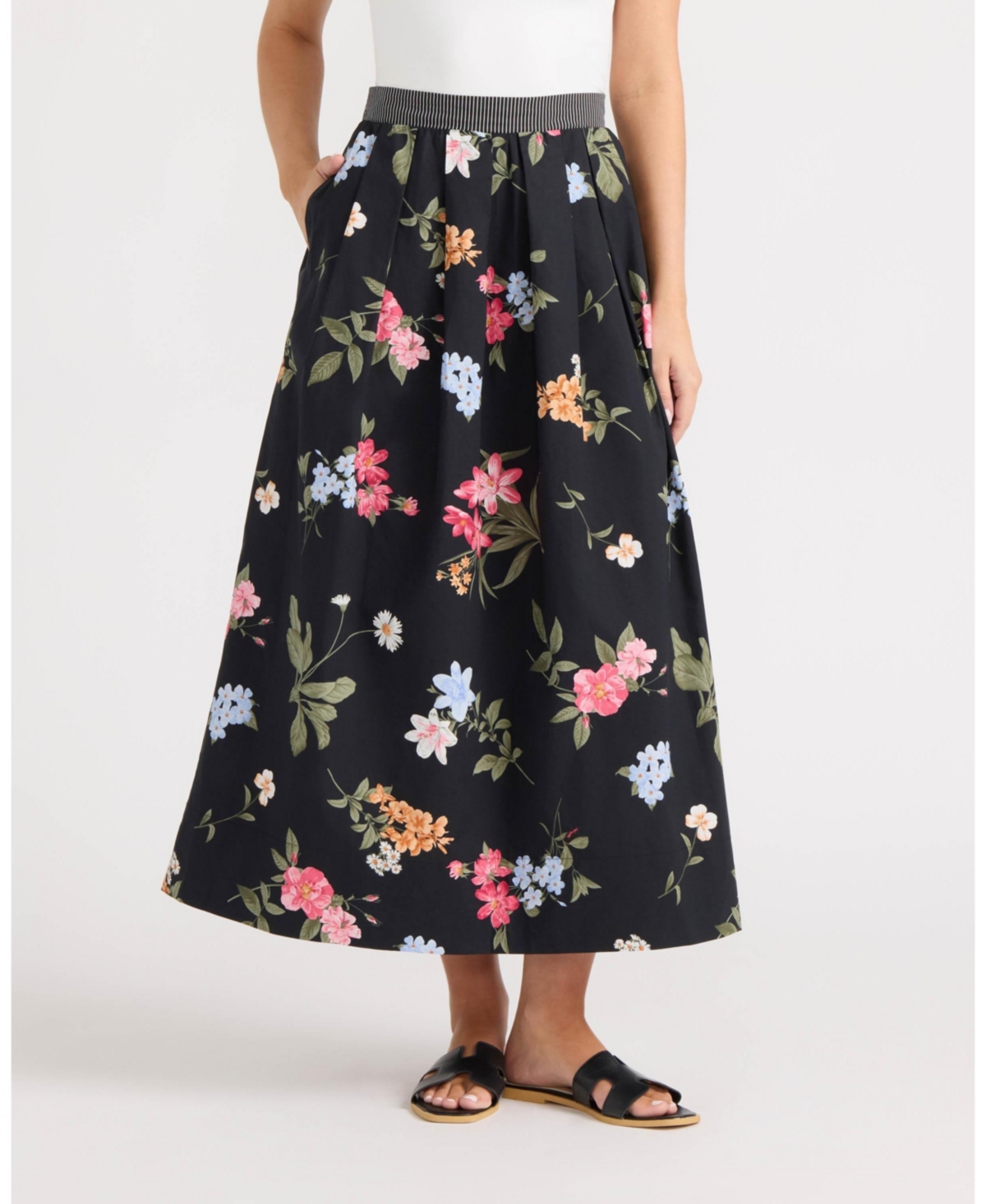 Click here for Ellen Tracy Womens Maxi Skirt with Pleats - Black... prices