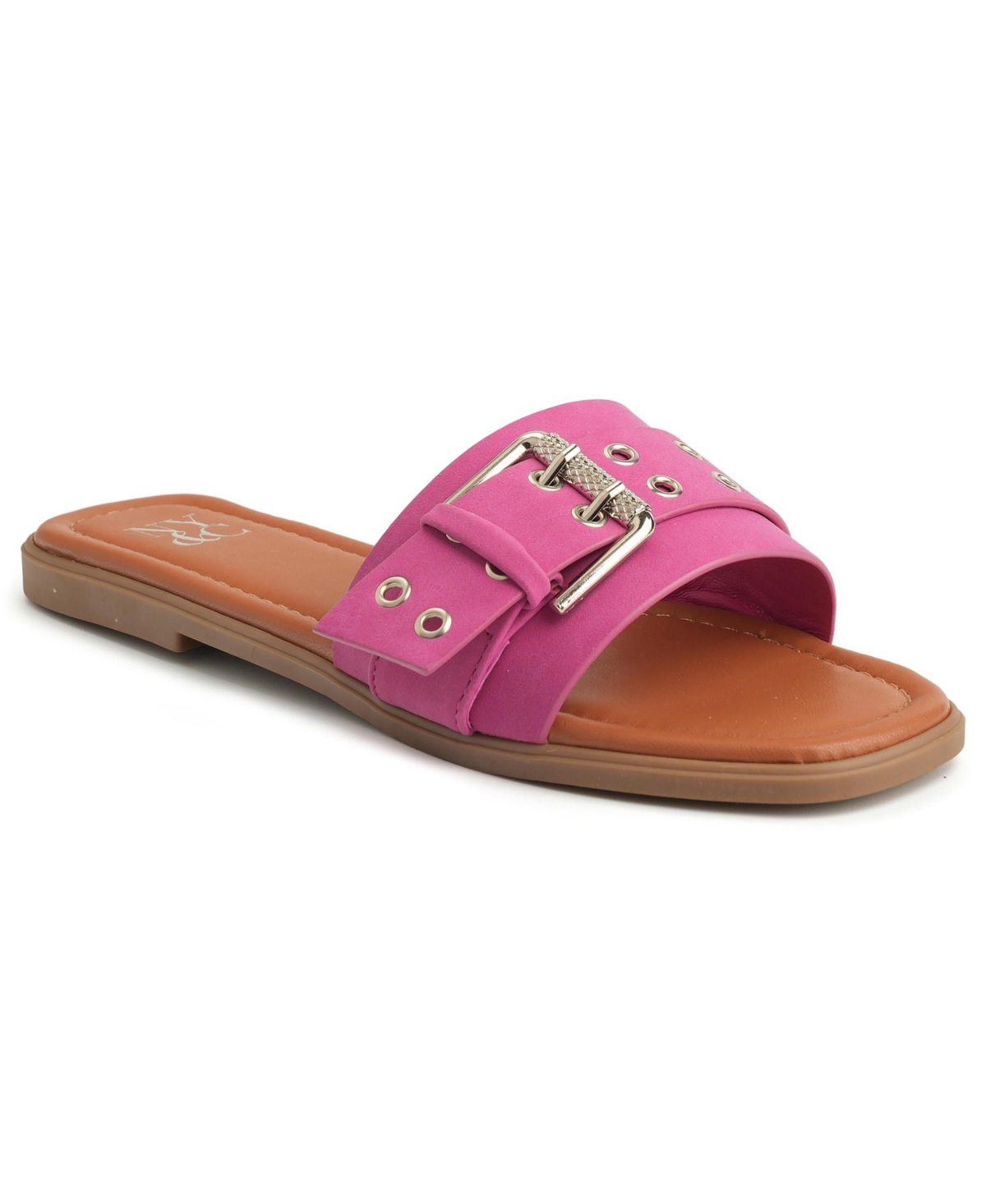 Click here for New York & Company Womens Rey Slides Sandals - Fuc... prices