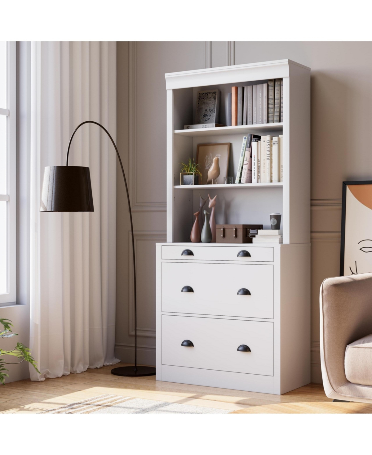 Click here for gaomon 71 Tall Bookshelf with 3 Drawers  3-Tier Di... prices