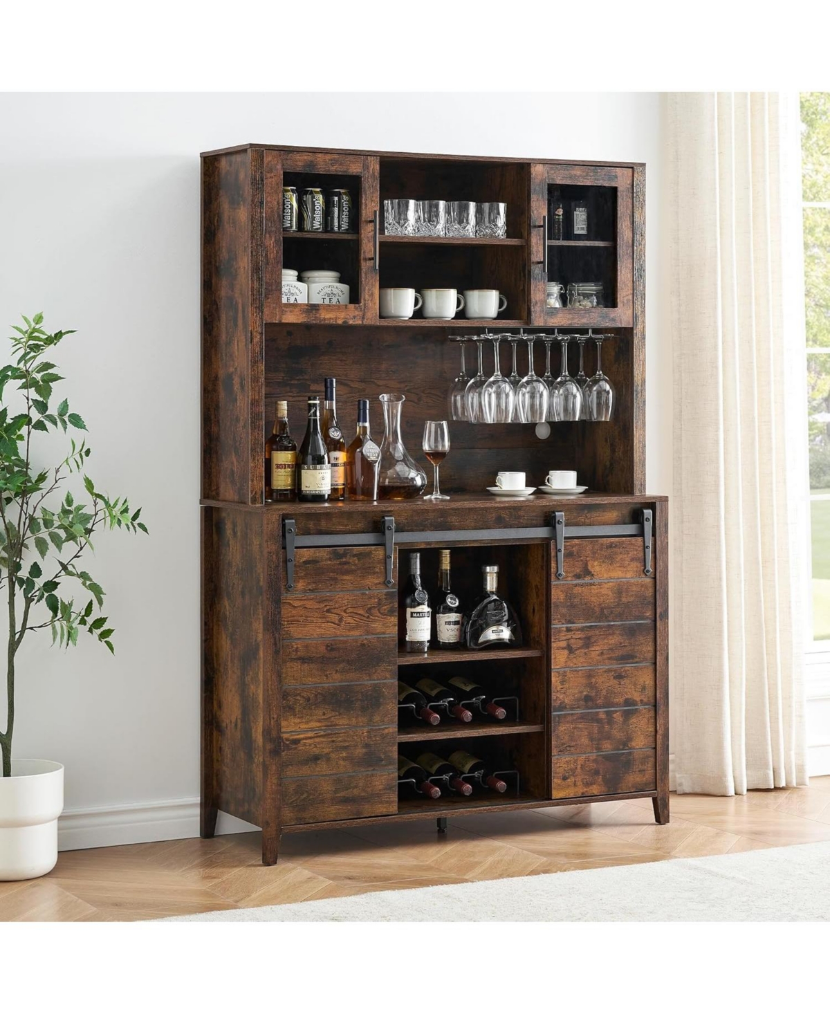 Click here for gaomon farmhouse bar cabinet with sliding barn doo... prices