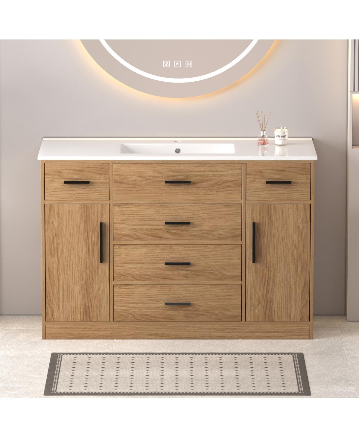 Click here for Sillysis 48 Light Oak Bathroom Vanity with Resin T... prices