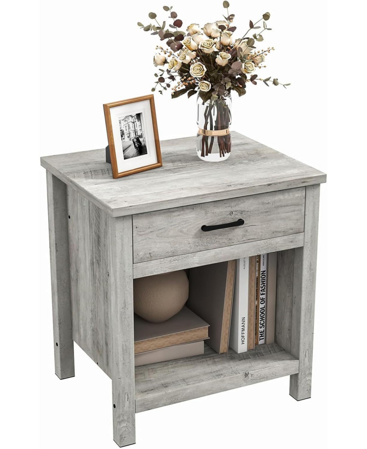 Click here for gaomon Modern Grey End Table with Drawer  Versatil... prices