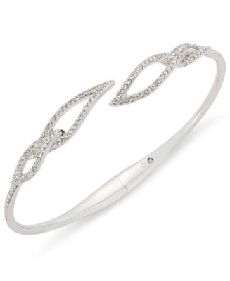 Eliot Danori Silver-Tone Pavé Leaf Open Bracelet, Created for Macy's ...