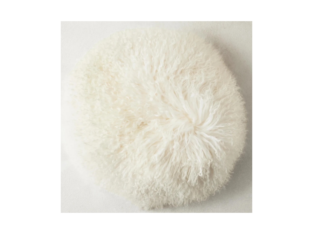 Click here for Z Gallerie Mongolian Round Pillow - White prices