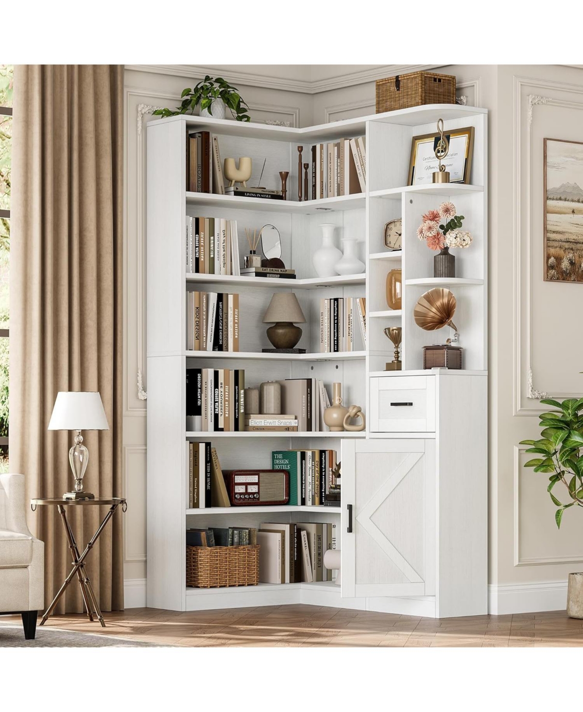 Click here for gaomon 74 Tall Corner Bookshelf - 6 Tier Book Shel... prices