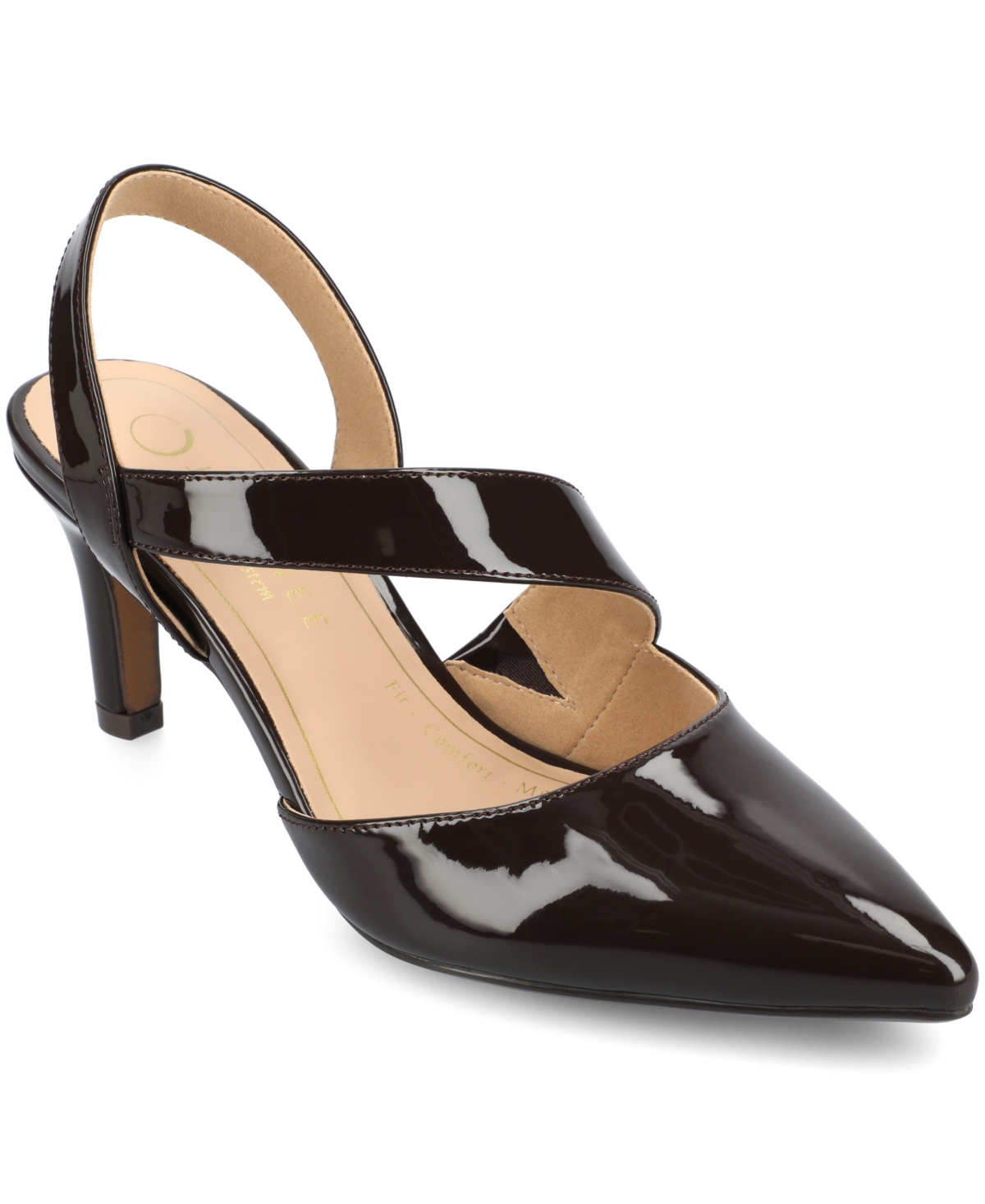 Journee Collection Womens Scarlett Asymmetrical Pointed Toe Pumps - Patent