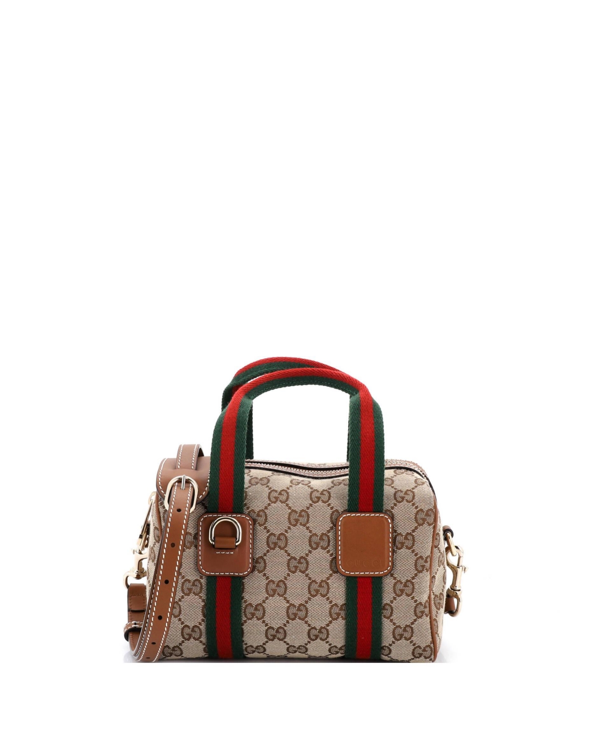 Click here for Pre-Owned Gucci Mini Web Boston Bag Gg Canvas - Br... prices