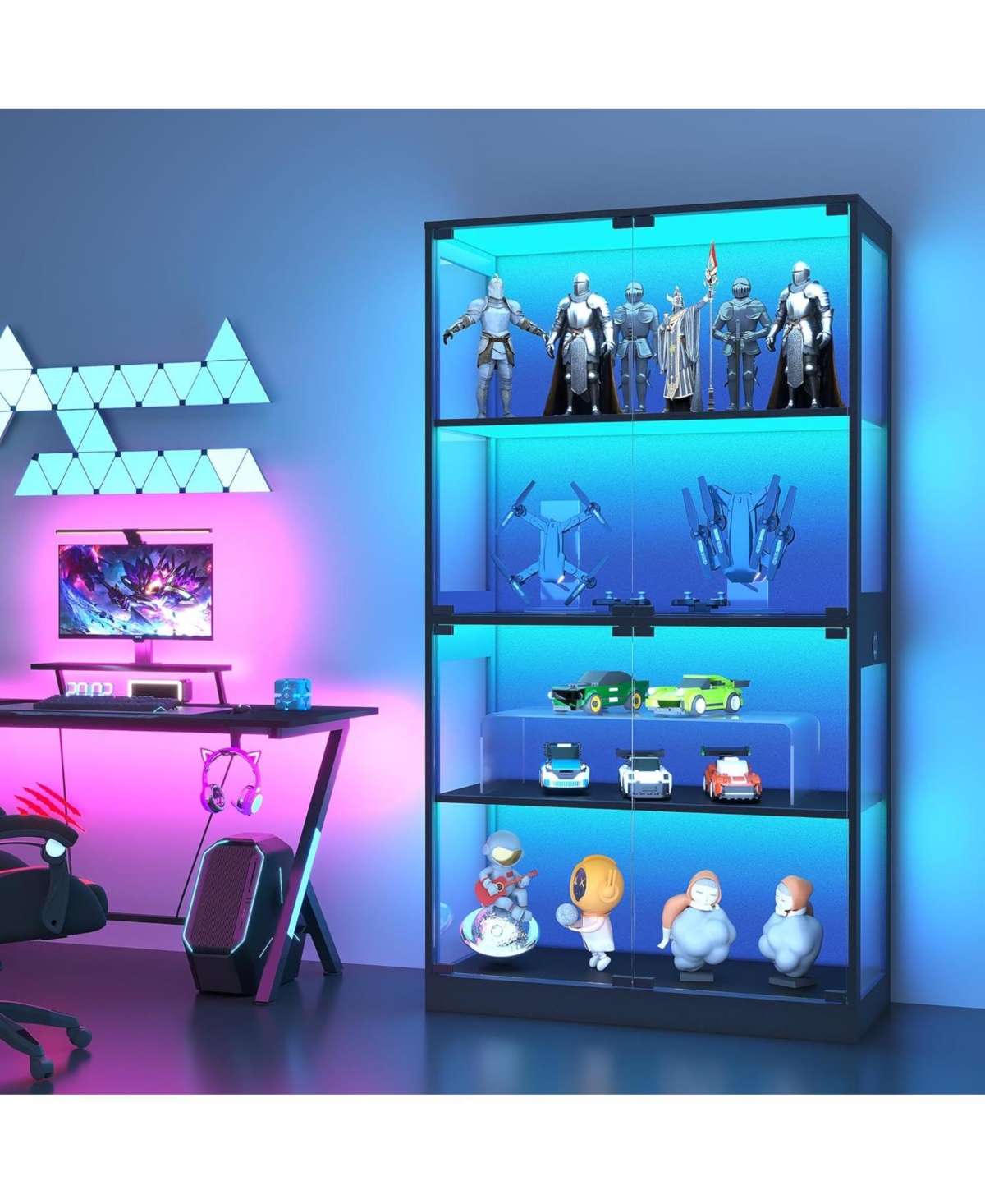 Click here for gaomon Glass Display Cabinet 4-Tier  Curio Bookcas... prices