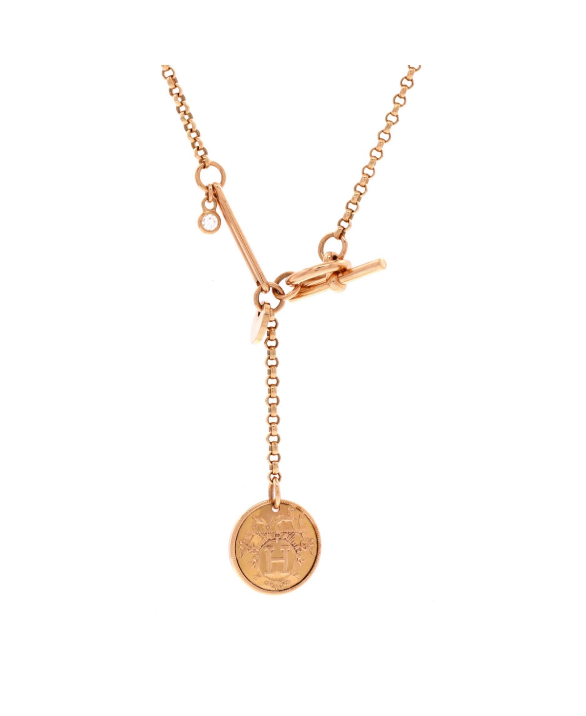 Click here for Pre-Owned HERMES Ex-Libris Pendant Necklace - 18k... prices