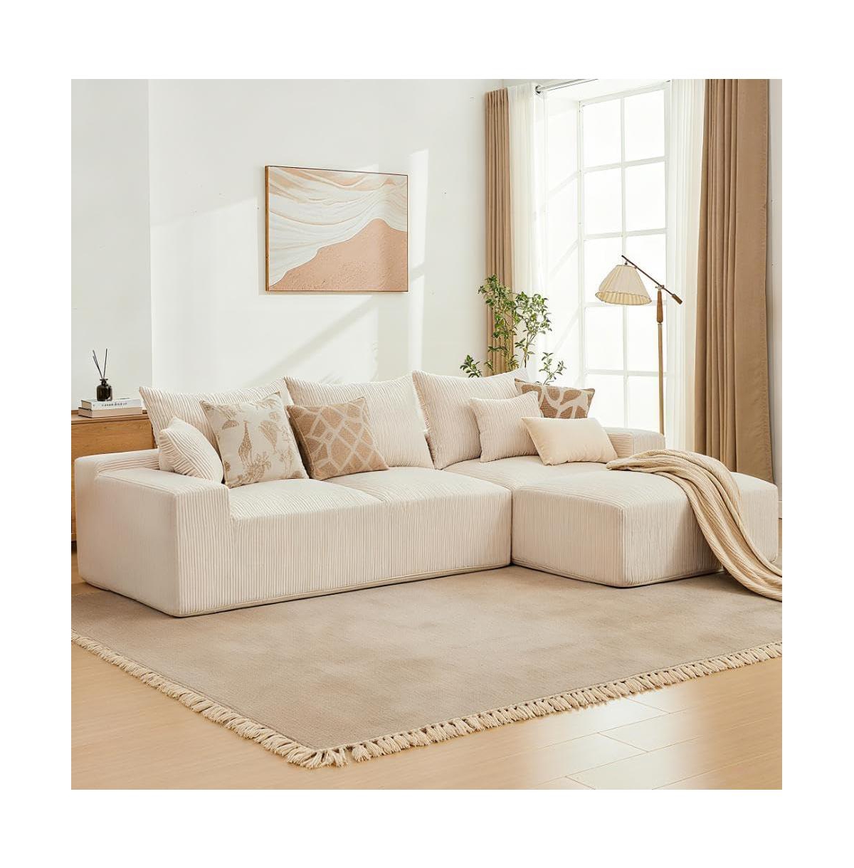 Click here for gaomon 110-Inch Cloud Sectional Couch with Throw P... prices